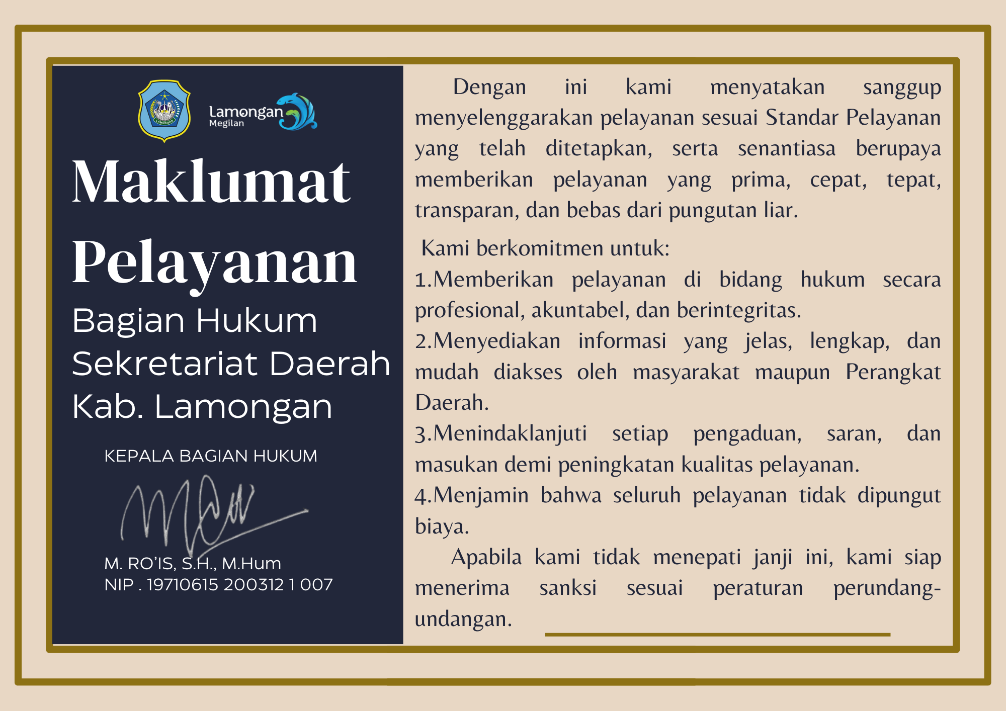 Maklumat Pelayanan | Bagian Hukum Setda Kabupaten Lamongan